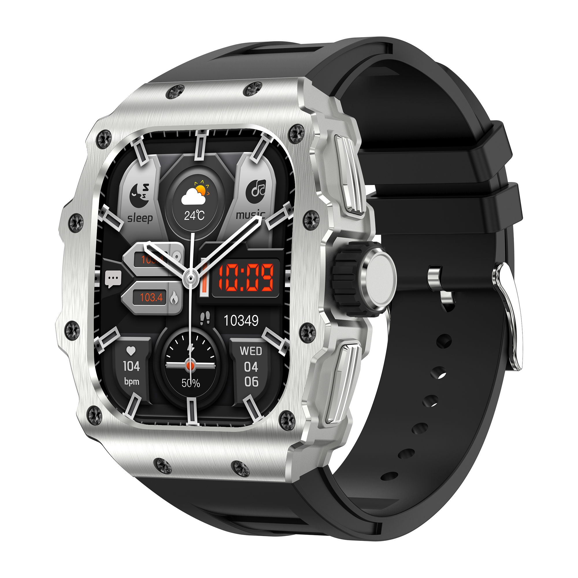 PLAN X - NADE 1.96 HD CALLING - SMART WATCH - SILVER BLACK