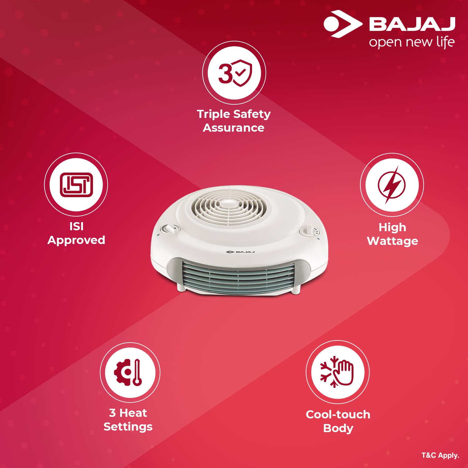 BAJAJ 2000 Watts Heat Convector Room Heater (White) (Majesty RX11)