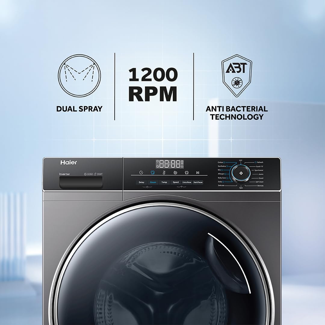 Haier 8 kg Front Load Fully Automatic Washing Machine With Wifi (Dark ...