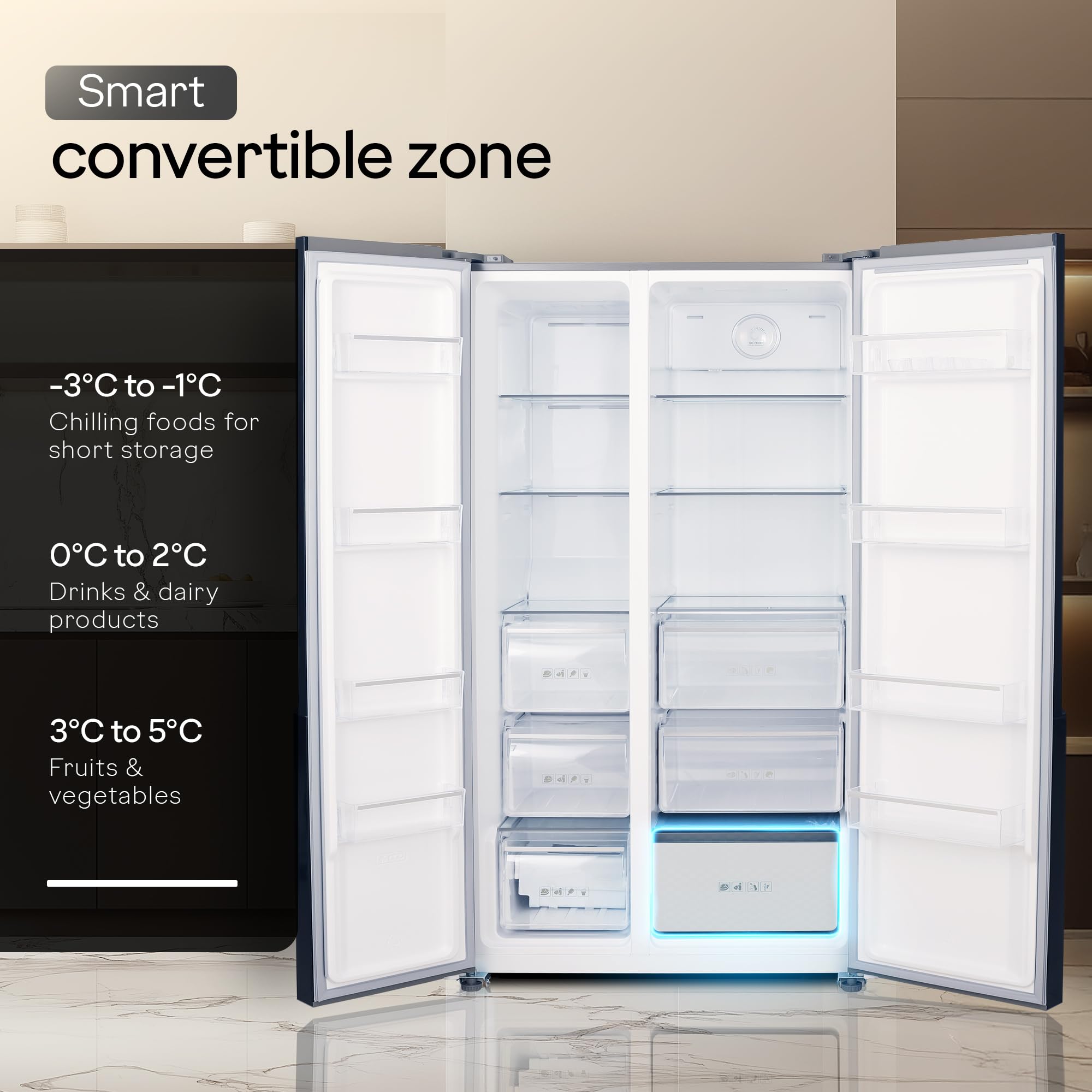 Godrej 600Ltr Side By Side Refrigerator with Smart convertible Zones ...