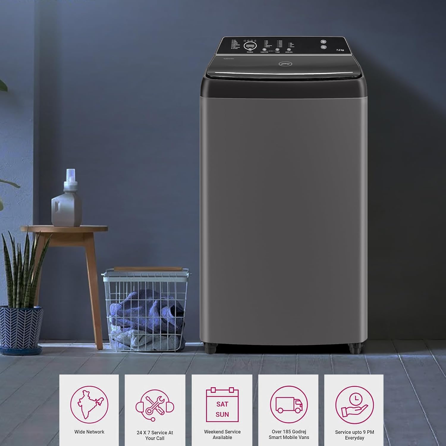 Godrej 8 Kg 5Star Fully Automatic Top Loading Washing Machine (Metallic ...