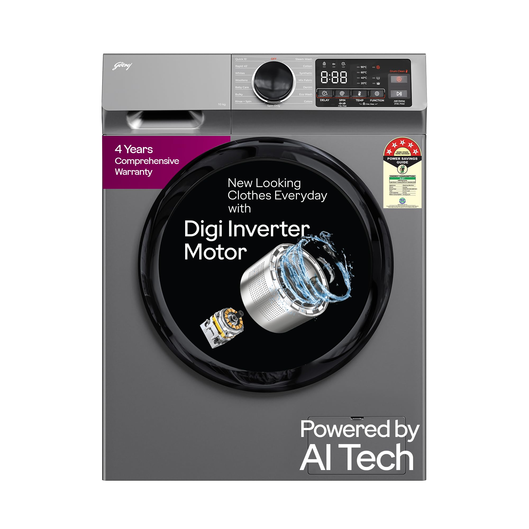 Godrej 9 kg 5 Star Fully Automatic Front Load Washing Machine with In ...