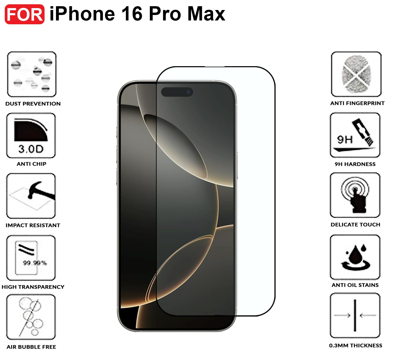 IPHONE 16 PRO MAX - APPLE - PLAN X 2025 - FULL TEMPERED Anti-Static